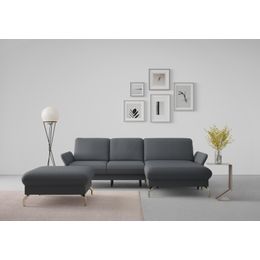 Sit & More Ecksofa SIT & MORE "Fashion L-Form", grau (dunkelgrau), B:253cm H:84cm T:165cm, Sofas, Ecksofa, wahlweise mit Kopfteilverstellung, Vorziehsitz, motorisch, Nickelf&uuml;&szlig;e