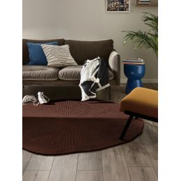 benuta Pop Waschbarer Kurzflor Teppich Pam Dunkelbraun &oslash; 160 cm - Moderner Kurzflor-Teppich f&uuml;r Wohnzimmer