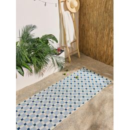 benuta Pop In- & Outdoor-L&auml;ufer Jovis Blau 80x250 cm - Teppich f&uuml;r Balkon, Terrasse & Garten