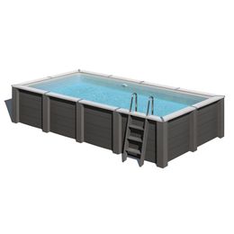 GRE Composite Pool-Set 'Avantgarde Nova' rechteckig grau 606 &times; 326 &times; 124 cm, mit LED-Strahler und Smart Plug Modul