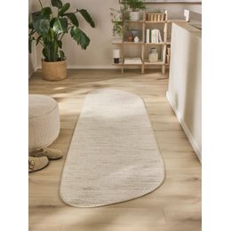 benuta Pure Wollteppich L&auml;ufer f&uuml;r Flur Rocco Cream 80x250 cm - Naturfaserteppich aus Wolle