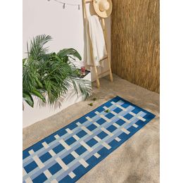 benuta Pop In- & Outdoor-L&auml;ufer Jovis Blau 80x250 cm - Teppich f&uuml;r Balkon, Terrasse & Garten