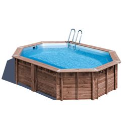 GRE Massivholzpool-Set 'Bambu 2' oval 535 &times; 335 &times; 136 cm