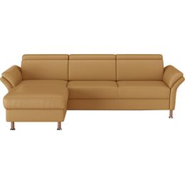 Ecksofa Home Affaire "Calypso L-Form", gelb (dijon), B:260cm H:85cm T:172cm, 100% Polyester, Sofas, Ecksofa, mit motorischen Funktionen im Sofa und Recamiere