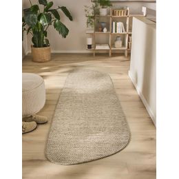 benuta Pure Wollteppich L&auml;ufer f&uuml;r Flur Rocco Taupe 80x250 cm - Naturfaserteppich aus Wolle