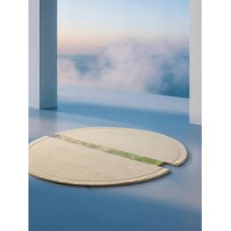 benuta Finest Kurzflor Teppich Rund Kinga Cream/Rosa &oslash; 230x250 cm rund - Moderner Kurzflor-Teppich f&uuml;r Wohnzimmer
