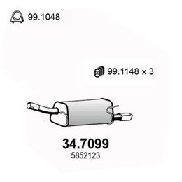 Asso Endschalld&auml;mpfer 34.7099 f&uuml;r VAUXHALL OPEL 5852191 13122316 9129835