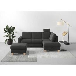 Ecksofa Home Affaire "Summer L-Form", grau (anthrazit), B:236cm H:91cm T:170cm, 95% Polyester, 5% Polyamid, Sofas, Ecksofa, mit Ottomane, wahlweise mit Bettfunktion und Bettkasten, Cord-Bezug