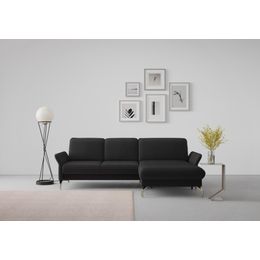Sit & More Ecksofa SIT & MORE "Fashion L-Form", schwarz, B:253cm H:84cm T:165cm, Sofas, Ecksofa, wahlweise mit Kopfteilverstellung, Vorziehsitz, motorisch, Nickelf&uuml;&szlig;e