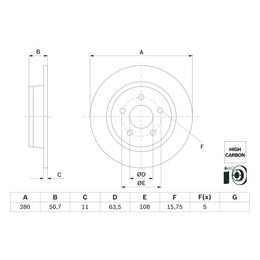 Bosch Bremsscheibe 0986479g71 voll 280mm 11mm f&uuml;r Ford