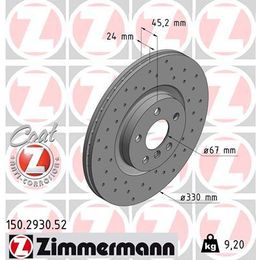 Zimmermann Bremsscheibe SPORT COAT Z 150.2930.52 vorne rechts links Gelocht 330mm f&uuml;r MINI BMW (BRILLIANCE) 34116860961 34116865713 34106891080