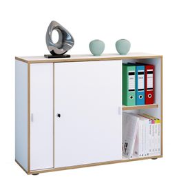 Aktenschrank Vcm "B&uuml;roschrank Aktenschrank Schiebet&uuml;ren Salia 2fach", wei&szlig;, B:100cm T:37cm, Obermaterial: 100% Holz Wood., Schr&auml;nke