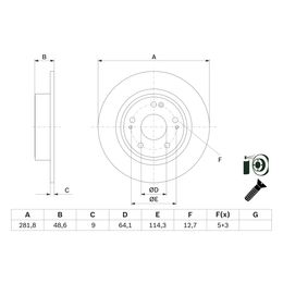 Bosch Bremsscheibe 0986479f76 voll 282mm 9mm f&uuml;r HONDA