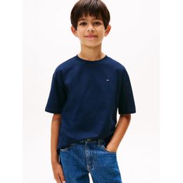 T-Shirt Tommy Hilfiger "ESSENTIAL ARCHIVE FIT TEE SS", M&auml;dchen, Gr. 14 (164), schwarz night navy, Single Jersey, Obermaterial: 100% Baumwolle, unifarben, normal, Rundhals, Shirts T-Shirt, Kinder bis 16 Jahre, Rundhals, Logostickerei