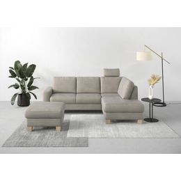 Ecksofa Home Affaire "Summer L-Form", grau (steel), B:236cm H:91cm T:170cm, 95% Polyester, 5% Polyamid, Sofas, Ecksofa, mit Ottomane, wahlweise mit Bettfunktion und Bettkasten, Cord-Bezug