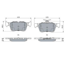 Bosch Bremsbelagsatz, Scheibenbremse 0 986 494 888 hinten rechts links f&uuml;r FORD KTJ1GC2M007AA DG9C2M007GA KTJ1GC2M007AB