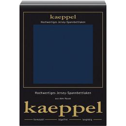 Spannbettlaken Kaeppel "Single Jersey Mako Elasthan", blau (marine), L:200cm, Jersey-Elasthan, Obermaterial: 97% Baumwolle, 3% Elasthan, Bettlaken, Spannbettlaken, aus 97% Baumwolle und 3% Elasthan