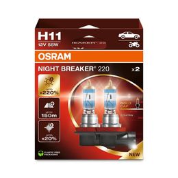 Osram NIGHT BREAKER&reg; 220 H11 64211NB220-2HB Gl&uuml;hlampe, Fernscheinwerfer,Gl&uuml;hlampe, Hauptscheinwerfer,Gl&uuml;hlampe, Nebelscheinwerfer,Gl&uuml;hlampe, Abbiegesc