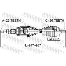 FEBEST Antriebswelle 2714-S40RH vorne rechts f&uuml;r VOLVO 36000184 36000450 8603825