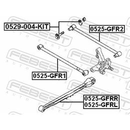 FEBEST Lenker, Radaufh&auml;ngung 0525-GFRL hinten links f&uuml;r MAZDA BJ3D-28-250A BJ0E28250B BL8D-28-250B