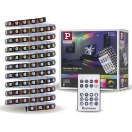 Paulmann LED-Streifen "Dynamic Rainbow RGB 1,5m 3W 60LEDs/m 5VA", wei&szlig;, Dioden 180 Stk. Flammen 1 Stk., Gesamtl&auml;nge 3m, Lichterketten, LED-Streifen