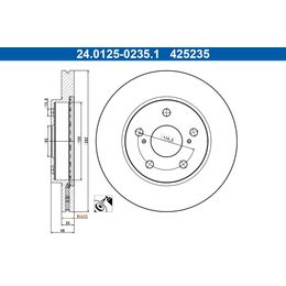 ATE Bremsscheibe 24.0125-0235.1 vorne rechts links bel&uuml;ftet 282mm f&uuml;r SUZUKI TOYOTA T4351-20239 43512-02390