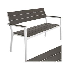 TecTake&reg; Aluminium Gartenbank, 2-Sitzer, Holzoptik, 128 x 59 x 88 cm