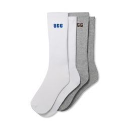 UGG Australia Socken UGG "LEANDER LOGO CREW", Damen, wei&szlig;, grau, Materialmix, normal, Socken Socken, Str&uuml;mpfe mit UGG-Markenlogo