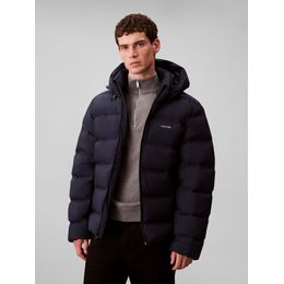 Steppjacke Calvin Klein "LS QUILTED BONDED CHANNEL HD PUF", Herren, Gr. XXL, blau (schwarz sapphire), Web, Obermaterial: 100% Polyester, unifarben, regular fit normal, Rundhals, eingesetzt gerader Abschluss, Jacken Steppjacke, Mit Rundhalsausschnitt, regular fit