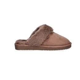 O`Neill Hausschuh O'NEILL "POMNIO WOMEN SLIDER", Damen, Gr. 41, warm taupe, Synthetik, Schuhe Hausschuh, Pantoffeln mit Fell