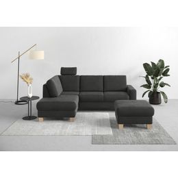 Ecksofa Home Affaire "Summer L-Form", grau (anthrazit), B:236cm H:91cm T:170cm, 95% Polyester, 5% Polyamid, Sofas, Ecksofa, mit Ottomane, wahlweise mit Bettfunktion und Bettkasten, Cord-Bezug