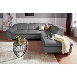 Sit & More Ecksofa SIT & MORE "Santo L-Form", grau (steel), B:272cm H:82cm T:206cm, Sofas, Ecksofa, mit Federkern, wahlweise mit Bettfunktion und Stauraum