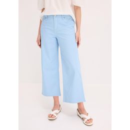 bonprix Culotte aus elastischem Baumwoll-Mix, blau, Gr.36, Weit geschnittene Twill-Culotte, 98% Baumwolle