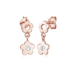 Paar Ohrstecker Elli "Ohrringe Kinder Ohrh&auml;nger Blume Bl&uuml;te Kristall 925 Silber" Gr. 15, rosa (rosegold), Ohrringe, M&auml;dchen, mit Stein, Silber 925 (Sterlingsilber), Paar Ohrstecker