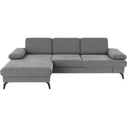 Sit & More Ecksofa SIT & MORE "Morris L-Form, inkl. Sitztiefenverstellung", grau, B:275cm H:82cm T:171cm, 95% Polyester 5% Polyamid, Sofas, Ecksofa, wahlweise mit Armteilverstellung, Bettfunktion & Bettkasten