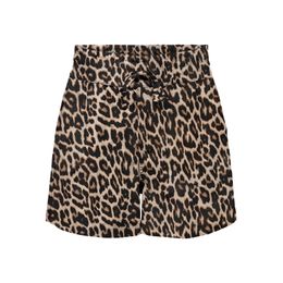 Shorts Only "ONLARIS LIFE PULL UP SHORTS WVN CC", Damen, Gr. XL, N-Gr, peyote aop:chic leo, Web, Obermaterial: 93% Viskose, 7% Polyester, bedruckt, regular fit kurz, Hosen Shorts, mit Bindeverschluss