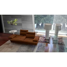3-Sitzer Calia italia "Toby Wing, 208 cm breit, Designsofa mit hohem Sitzkomfort", braun (cuoio antares), B:208cm H:90cm T:113cm, Leder ANTARES (100% Leder), Sofas, 3-Sitzer, inklusive Sitztiefenverstellung, F&uuml;&szlig;e in Chrom gl&auml;nzend