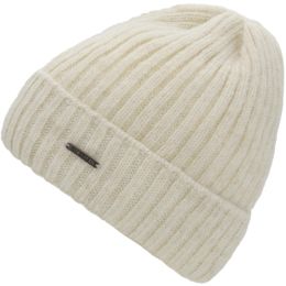 Beanie Chillouts "Tuva Hat", Damen, beige (cream), Obermaterial: 57% Polyacryl, 34% Wolle, 5% Polyamid, 4% Polyester, unifarben, M&uuml;tzen Beanie, Rippstrick Beanie mit Merinowolle