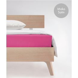 Spannbettlaken Fleuresse "Colours in Gr. 90x200, 140x200 oder 180x200 cm", lila (cassis), B:100cm L:200cm, Mako-Satin, Obermaterial: 100% Baumwolle, Bettlaken, Spannbettlaken, Mako Satin, f&uuml;r Matratzen bis 23 cm H&ouml;he, Bettlaken, Spannbetttuch