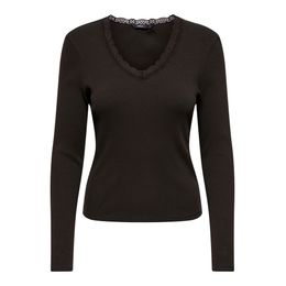 V-Shirt Only "ONLSARA SHARAI L/S V-NECK TOP JRS", Damen, Gr. XS, chocolate torte, Jersey, Obermaterial: 94% Baumwolle, 6% Elasthan, unifarben, slim fit normal, V-Ausschnitt, Shirts V-Shirt, Baumwollmischung, slim fitregular fit