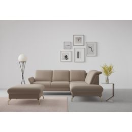 Sit & More Ecksofa SIT & MORE "Fashion L-Form", grau (taupe), B:250cm H:84cm T:207cm, Sofas, Ecksofa, wahlweise mit Kopfteilverstellung, Vorziehsitz, motorisch, Nickelf&uuml;&szlig;e