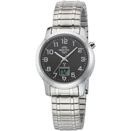Funkuhr MASTER TIME "Basic", silber (silberfarben, schwarz), Armbanduhren, Damen, Funkuhr, Armbanduhr, Quarzuhr, Damenuhr, Datum, Flexband, Zugband