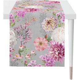 Tischl&auml;ufer Apelt "6748", grau (grau, ros&eacute;), B:140cm L:48cm, Baumwolle, Polyester, Tischdecken