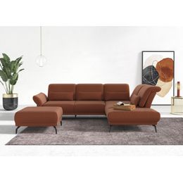 Ecksofa Home Affaire "Coco L-Form", rosa (kupfer), B:294cm H:88cm T:242cm, 95% Polyester, 5% Polyamid, Sofas, Ecksofa, Sitztiefen-, Arm- und Kopfteilverstellung, Cord-Bezug, Fu&szlig;h&ouml;he 15 cm