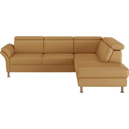 Ecksofa Home Affaire "Calypso L-Form", gelb (dijon), B:259cm H:85cm T:227cm, 100% Polyester, Sofas, Ecksofa, mit Relaxfunktion motorisch im Sofa 2,5- Sitzer