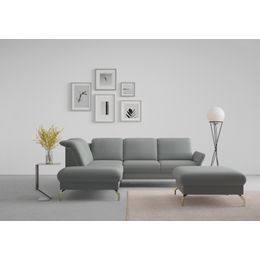 Sit & More Ecksofa SIT & MORE "Fashion L-Form", grau, B:250cm H:84cm T:207cm, Sofas, Ecksofa, wahlweise mit Kopfteilverstellung, Vorziehsitz, motorisch, Nickelf&uuml;&szlig;e