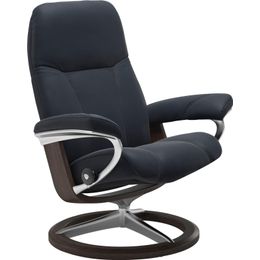 Relaxsessel stressless "Consul", blau (shadow blau paloma), B:91cm H:102cm T:79cm, Leder BATICK: BATICK ist ein leicht korrigiertes, durchgef&auml;rbtes und genarbtes M&ouml;belleder, bei dem die meisten Unebenheiten und Spuren in der Regel entfernt wurden.;Leder PALOMA: PALOMA ist ein durchgef&auml;rbtes Semianilin-M&ouml;belleder mit nat&uuml;rlicher Narbung.;ROHLEDER Stoff Q2 FARON: Ein fester zuverl&auml;ssiger Boucl&eacute; mit 