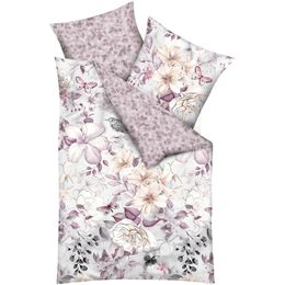 Wendebettw&auml;sche Kaeppel "Green Garden", rot (rosenholz), B/L: 155cm x 220cm, 1 Stk., 1 Stk., Mako-Satin, B/L: 80cm x 80cm, 2 Stk., Mako-Satin, Obermaterial: 100% Baumwolle, Bettw&auml;sche, Wendebettw&auml;sche, Mit Blumenmuster