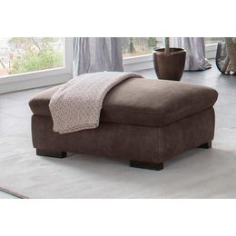 Stauraumhocker Home Affaire "Alberto", braun, B:101cm H:43cm T:68cm, 100% Polyester;Microfaser in Antiklederoptik (100% Polyester);Luxus-Microfaser Vintageoptik (100% Polyester);Luxus-Microfaser weich (90%Polyester 10%Polyamid), Hocker, gross, mit Stauraum