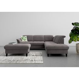 Sit & More Ecksofa SIT & MORE "Maggiore L-Form", grau (fango), B:261cm T:224cm, 95% Polyester, 5% Polyamid, Sofas, Ecksofa, wahlweise mit Kopfteilverstellung, Bettfunktion und Stauraum
